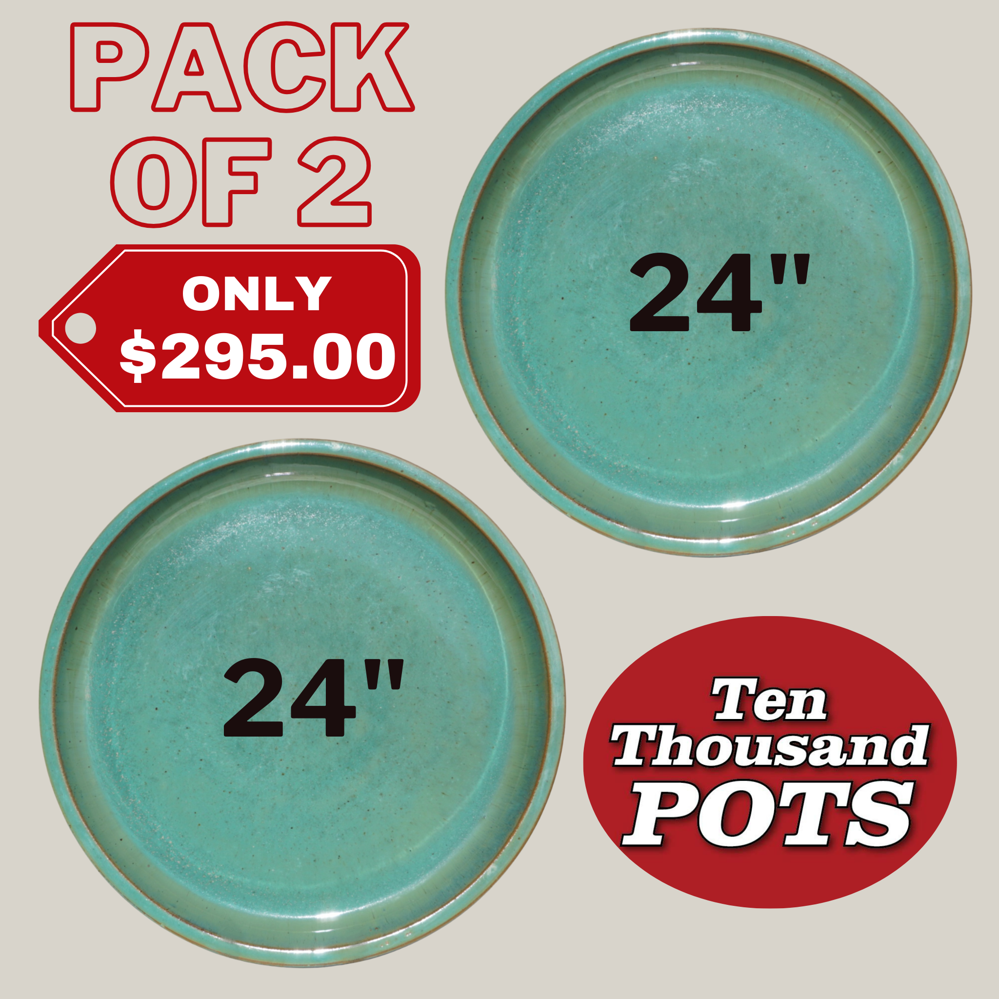 24 Inch Plant Saucers - Durable & Stylish | Ten Thousand Pots