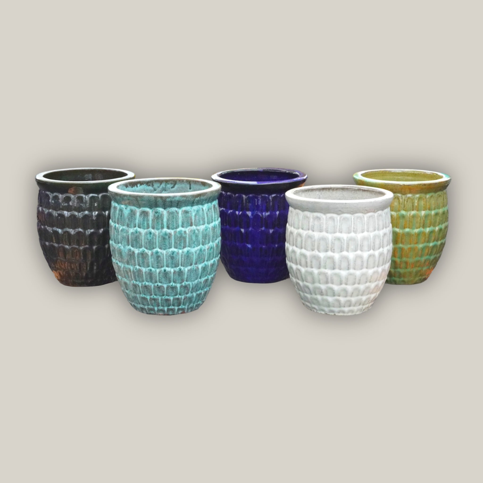 Moss Green Dragon Scale Ceramic Pot | Ten Thousand Pots