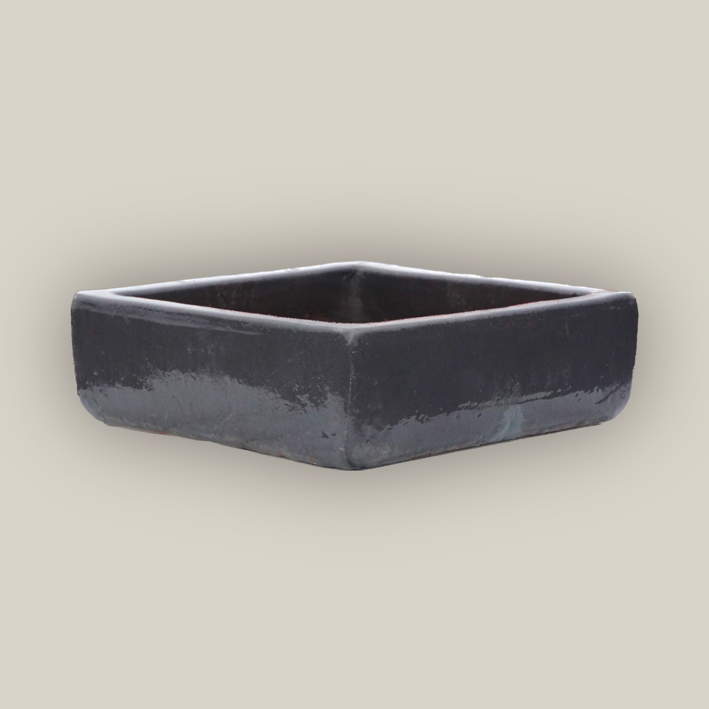 Low Square Ceramic Black Planter | Ten Thousand Pots
