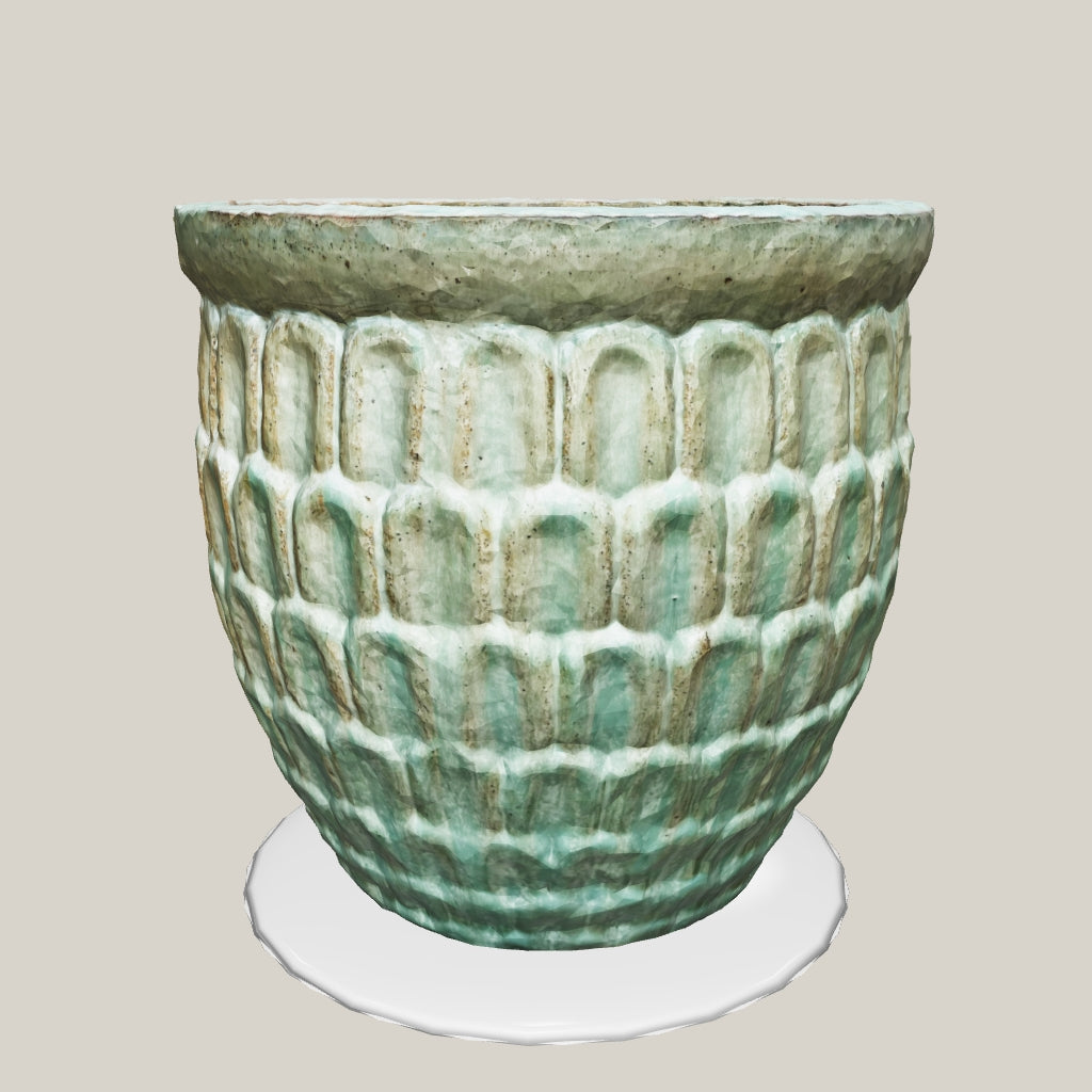 Speckled Avocado Dragon Scale Ceramic Pot | Ten Thousand Pots