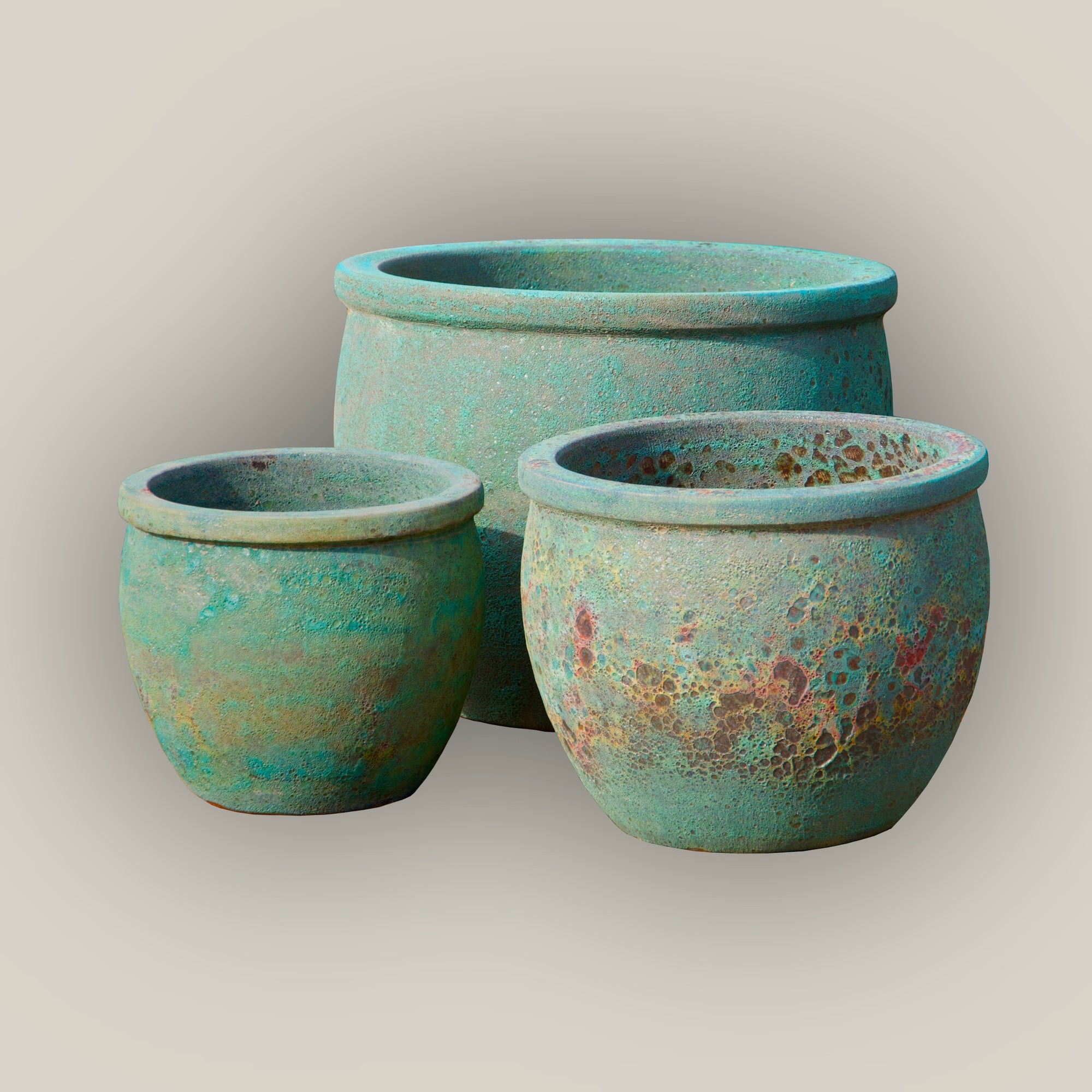 Turquoise Planter Pot Coral Round Rim | Ten Thousand Pots