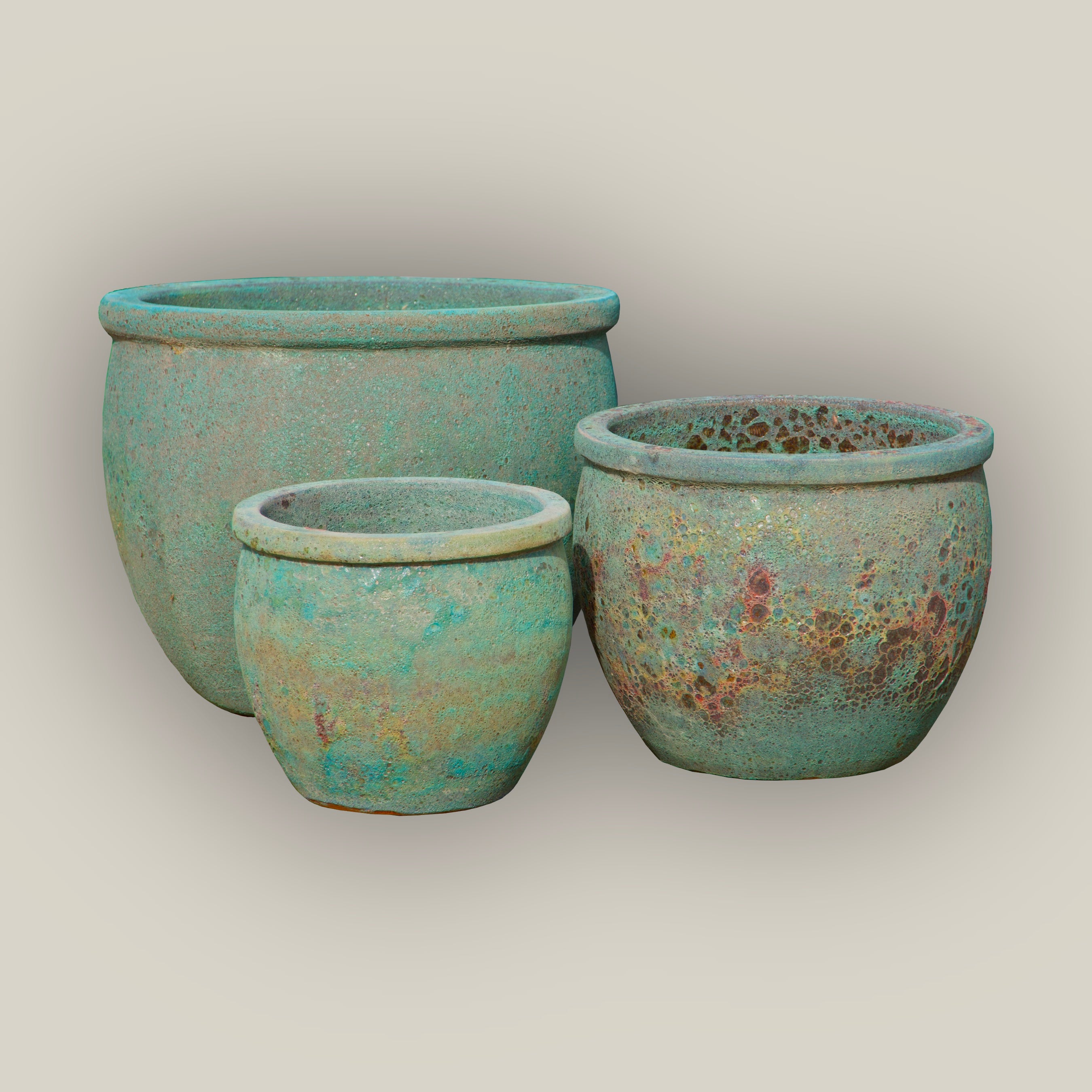 Turquoise Planter Pot Coral Round Rim | Ten Thousand Pots
